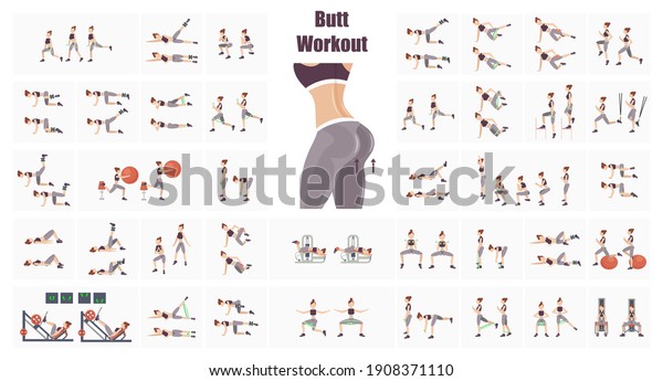 Fitness Exercises Buttocks Legs Buttock Training: เวกเตอร์สต็อก (ปลอด ...