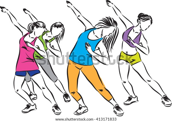 Fitness Group Dance Illustration Stock Vector (Royalty Free) 413171833