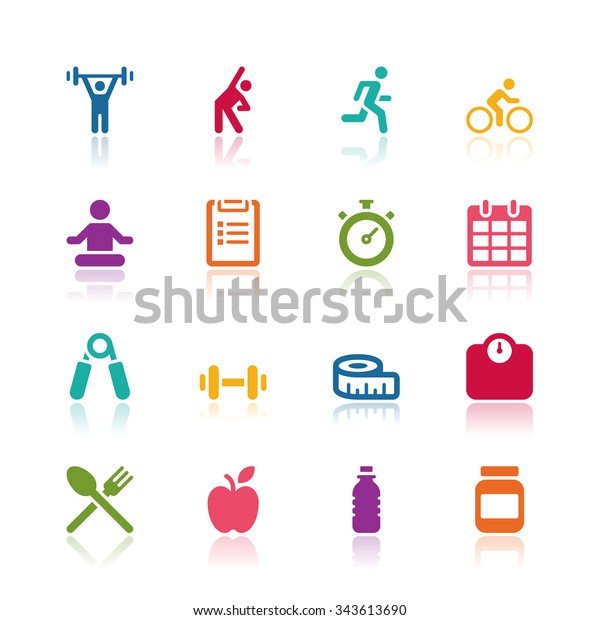 Fitness Icons Stock Vector (Royalty Free) 343613690 | Shutterstock