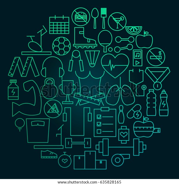 Fitness Line Icon Circle Concept Vector Stock Vector (Royalty Free ...