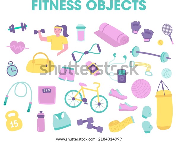 Fitness Objects Set Vector Illustration Stock Vector (Royalty Free ...