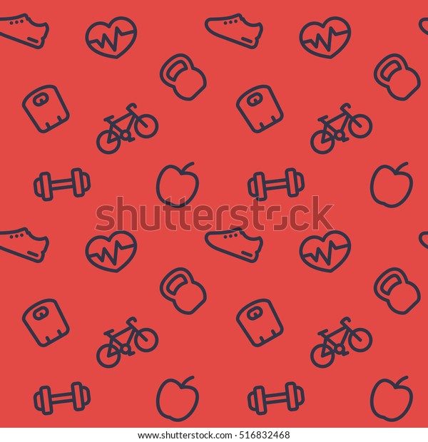 Fitness Pattern Seamless Background Fitness Icons Stock Vector (Royalty ...