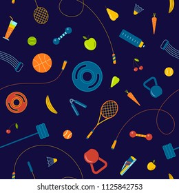Fitness Vector Color Seamless Pattern Background Stock Vector (Royalty ...