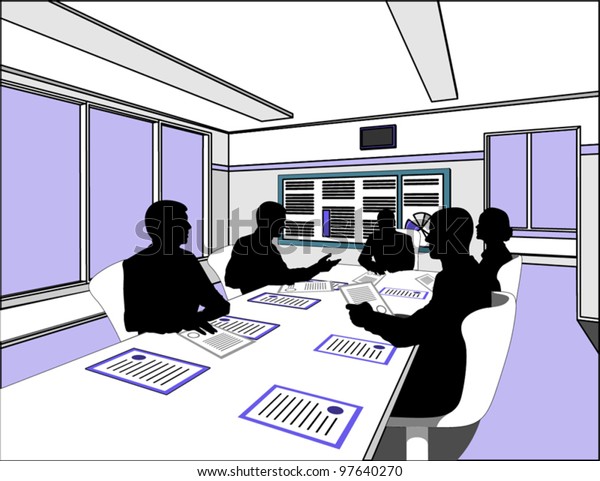Five Business People Negotiate Table On Stock Vector (Royalty Free ...