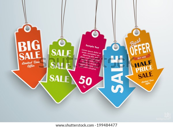 Five Colored Price Stickers On Grey Stock Vector (Royalty Free ...