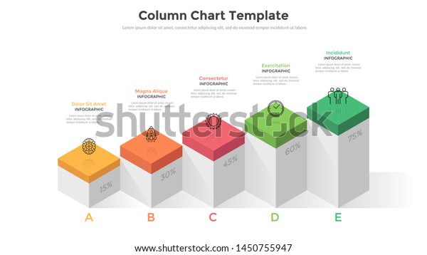 Five Colorful Columns Percentage Indication Concept Stock Vector ...