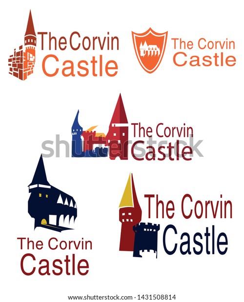 Five Corvinus Castle Logos On White Stock Vector (Royalty Free ...