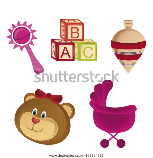 Five Different Colored Toys Kids Babies Stock Vector (Royalty Free ...