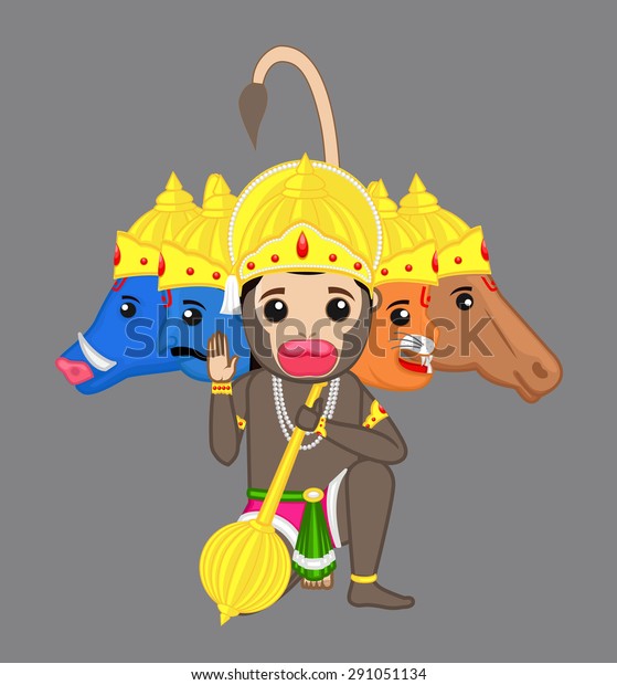 Five Faces Shri Hanuman Blessing Indian Stock Vector (Royalty Free ...