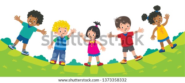 Five Kids Illustration Set Background Summer Stock Vector (Royalty Free ...