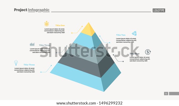Five Level Pyramid Chart Diagram Slide 스톡 벡터(로열티 프리) 1496299232