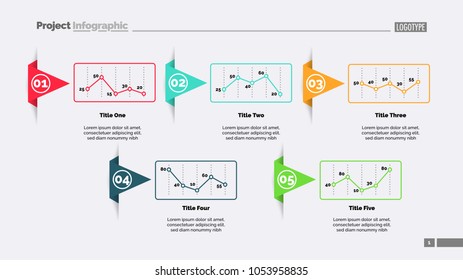 Five Line Charts Slide Template Business Stock Vector (Royalty Free ...