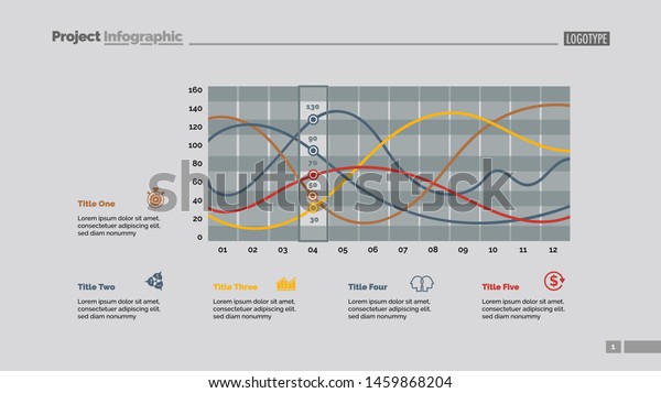 Five Line Charts Slide Template Business Stock Vector (Royalty Free ...