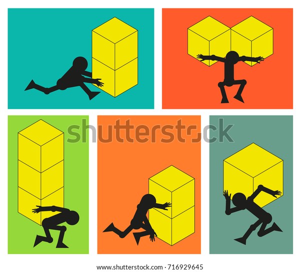Five Little Men Different Positions Boxes: เวกเตอร์สต็อก (ปลอดค่า ...