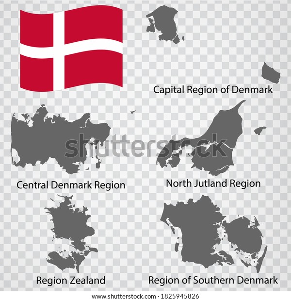 Five Maps Regions Denmark Alphabetical Order Stock-vektor (royaltyfri ...
