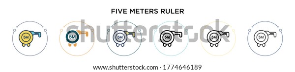 Five Meters Ruler Icon Filled Thin Stock Vector (Royalty Free ...