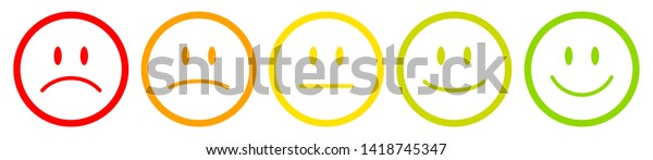 Five Outline Faces Mood Color Red Stock Vector (Royalty Free ...