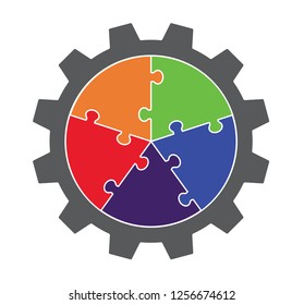 Five Part Gear Puzzle Stock Vector (Royalty Free) 1256674612 | Shutterstock