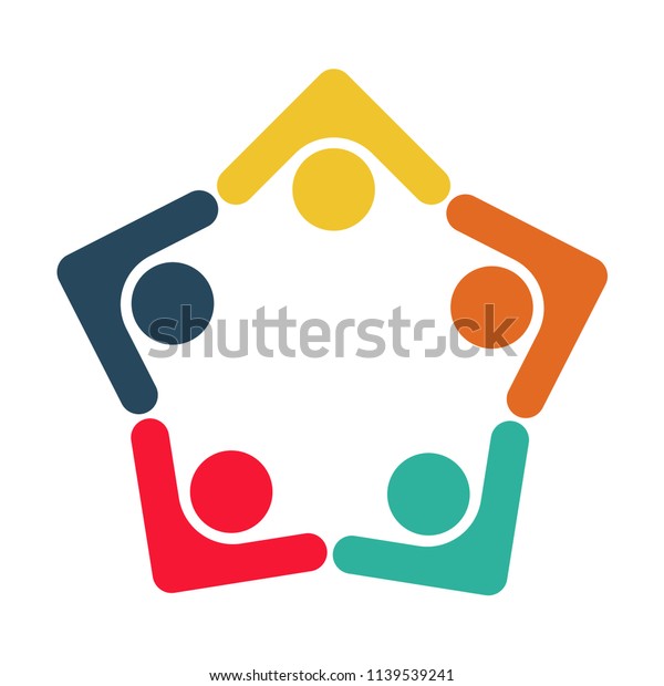 Five People Circle Holding Hands Summit Stock Vector (Royalty Free ...