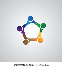 Five People Icon People Friends Logo: vector de stock (libre de ...