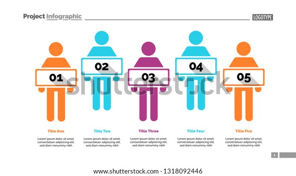 Five People Process Chart Slide Template : image vectorielle de stock ...