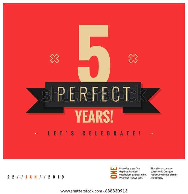 Five Perfect Years Lets Celebrate Anniversary Stock Vector (Royalty ...