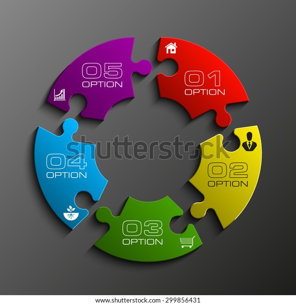Five Piece Flat Puzzle Round Infographic Stock Vector (Royalty Free ...