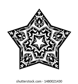 Five Pointed Star Curly Grass Ornate Stock Vector (Royalty Free ...