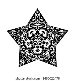 Five Pointed Star Curly Grass Ornate Stock Vector (Royalty Free ...