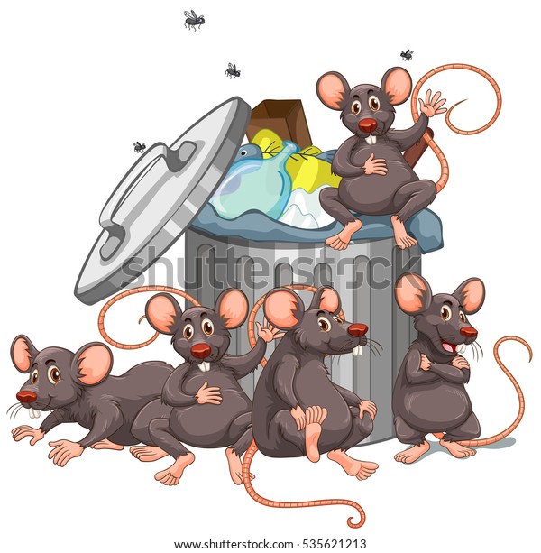 Five Rats Sitting By Rubbish Bin Stock Vector (Royalty Free) 535621213