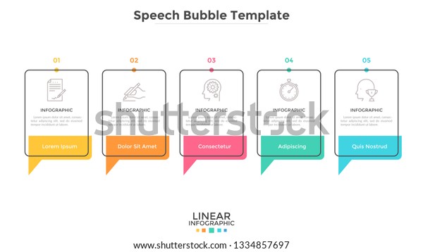 Five Rectangular Speech Bubbles Arranged Horizontal Stock Vector ...
