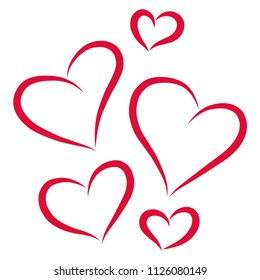 Five Red Hearts Vector Illustration Stock Vector (Royalty Free ...
