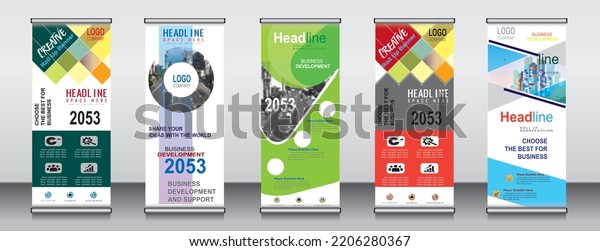 Five Roll Banner Template Designbanner Layout Stock Vector (Royalty ...