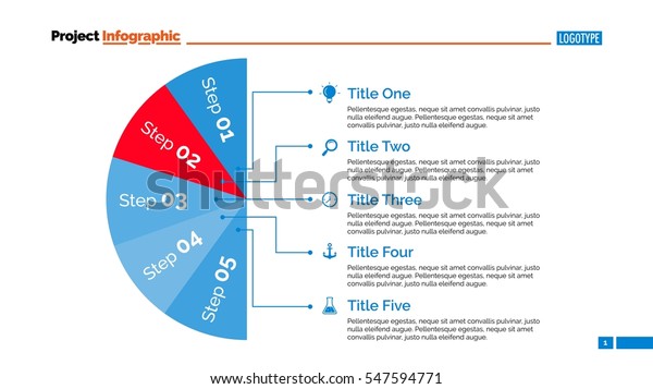 Five Sectors Diagram Slide Template : image vectorielle de stock (libre ...