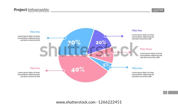 Five Sectors Pie Chart Slide Template: เวกเตอร์สต็อก (ปลอดค่าลิขสิทธิ์ ...