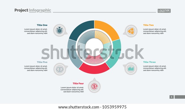 Five Sectors Process Chart Slide Template Stock Vector (Royalty Free ...