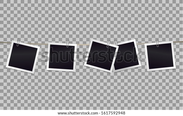 Five Square Photorealistic Blank Retro Photo Stock Vector (Royalty Free ...