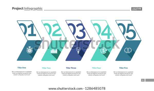 Five Stages Process Chart Slide Template: Stock-Vektorgrafik ...