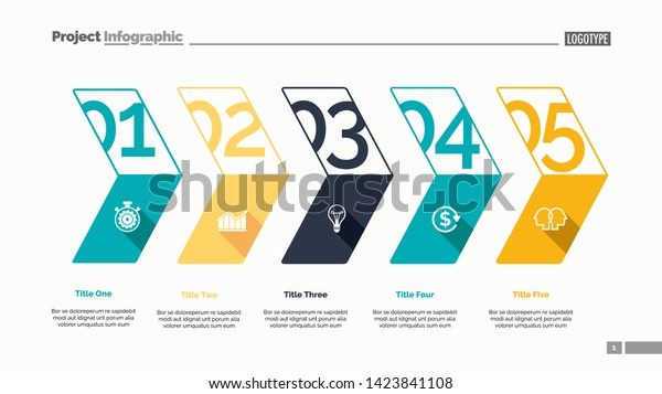 Five Stages Process Chart Slide Template Stock Vector (Royalty Free ...