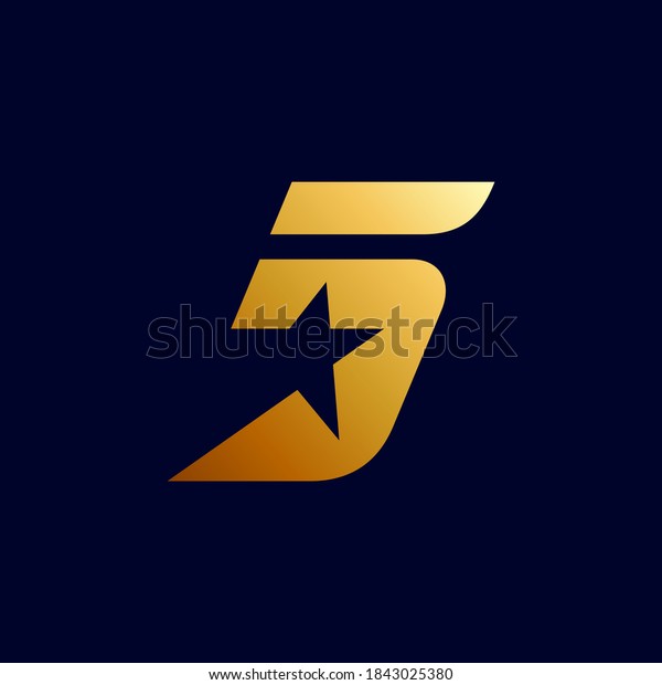 Five Star Logo Number 5 Star Stock Vector (Royalty Free) 1843025380 ...