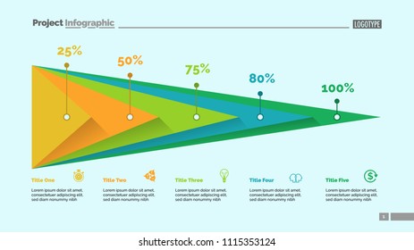 Five Triangles Percentage Chart Slide Template: เวกเตอร์สต็อก (ปลอดค่า ...