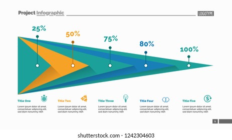 Five Triangles Percentage Chart Slide Template: เวกเตอร์สต็อก (ปลอดค่า ...
