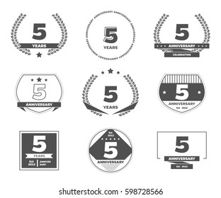 Five Years Anniversary Logotypes Badges 5th: เวกเตอร์สต็อก (ปลอดค่า ...