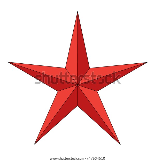 Fivebeam Volumetric Star Isolated Red Color Stock Vector (Royalty Free ...