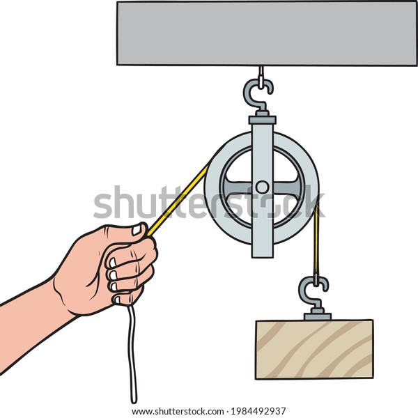 Fixed Pulley Line Vector Illustration Isolated Stock Vector (Royalty ...