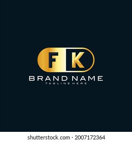 Fk Monogram Logo Oval Golden Metal Stock Vector (Royalty Free ...