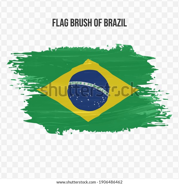 Flag Brazil Texture Brush Transparent Background Stock Vector (Royalty ...