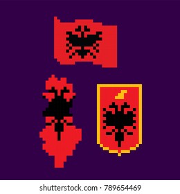 Flag Coat Arms Map Albania Pixel Stock Vector (Royalty Free) 789542218 ...