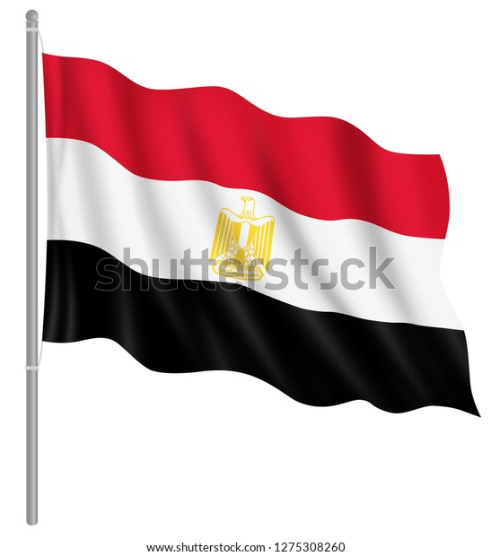 Flag Egypt Flag Pole Waving Wind Stock Vector (Royalty Free) 1275308260 ...