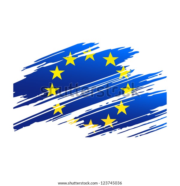 Flag European Union Form Traces Brush Stock Vector (Royalty Free ...